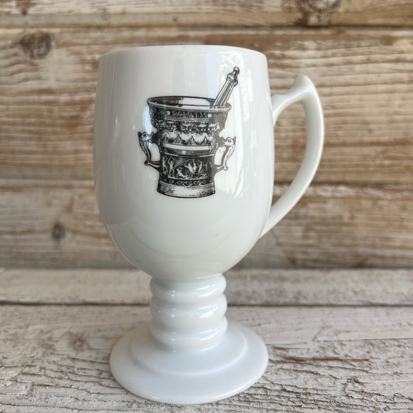 Other | White Footed Coffee Cup Mug Mortar Pestle Medicine Symbol ...